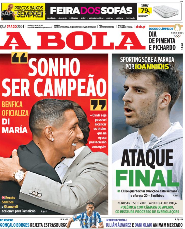 Capas Jornais Desportivos 07-08-2024 - DOMINIODEBOLA