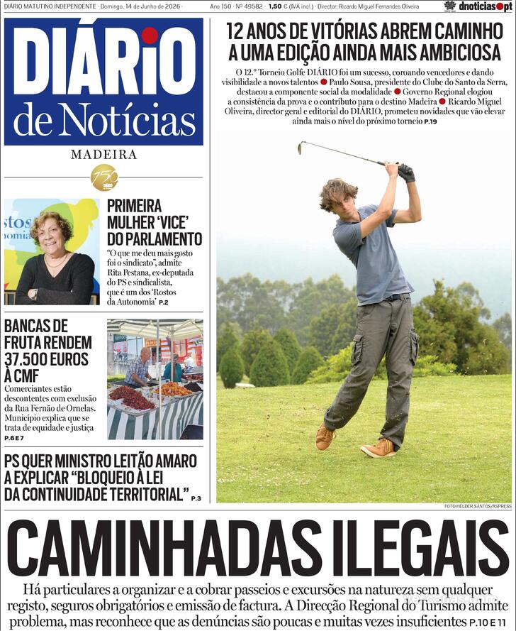 Capa - Diário de Notícias da Madeira de 2026-06-14