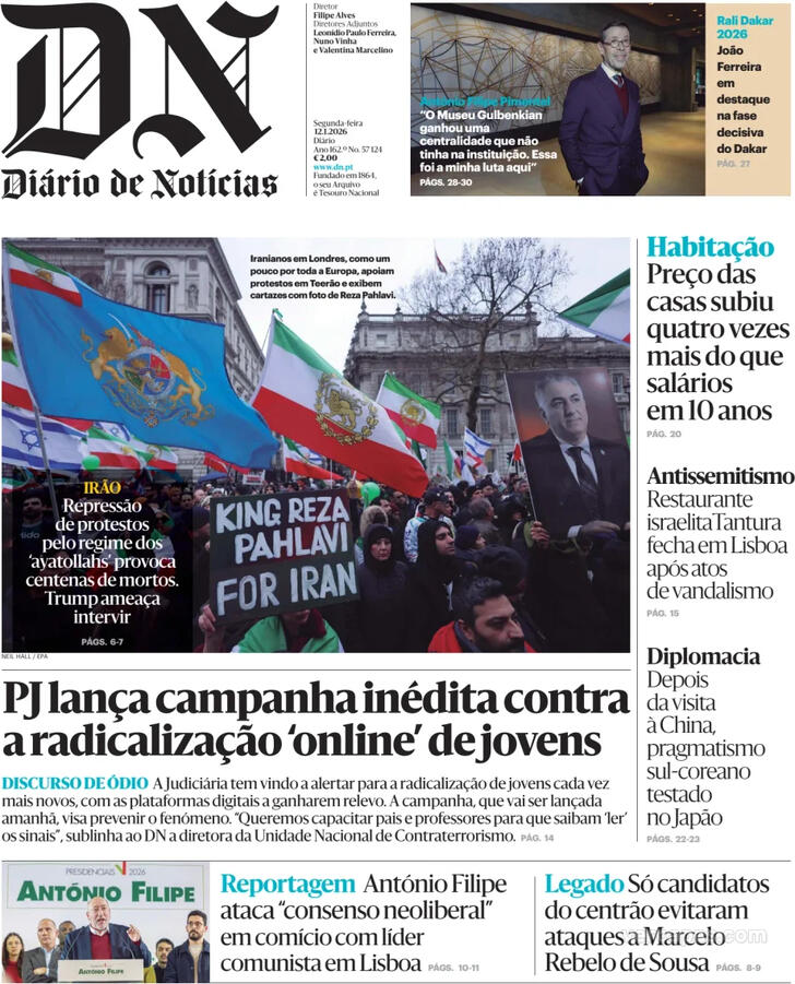 Capa - Diário de Notícias de 2026-01-12