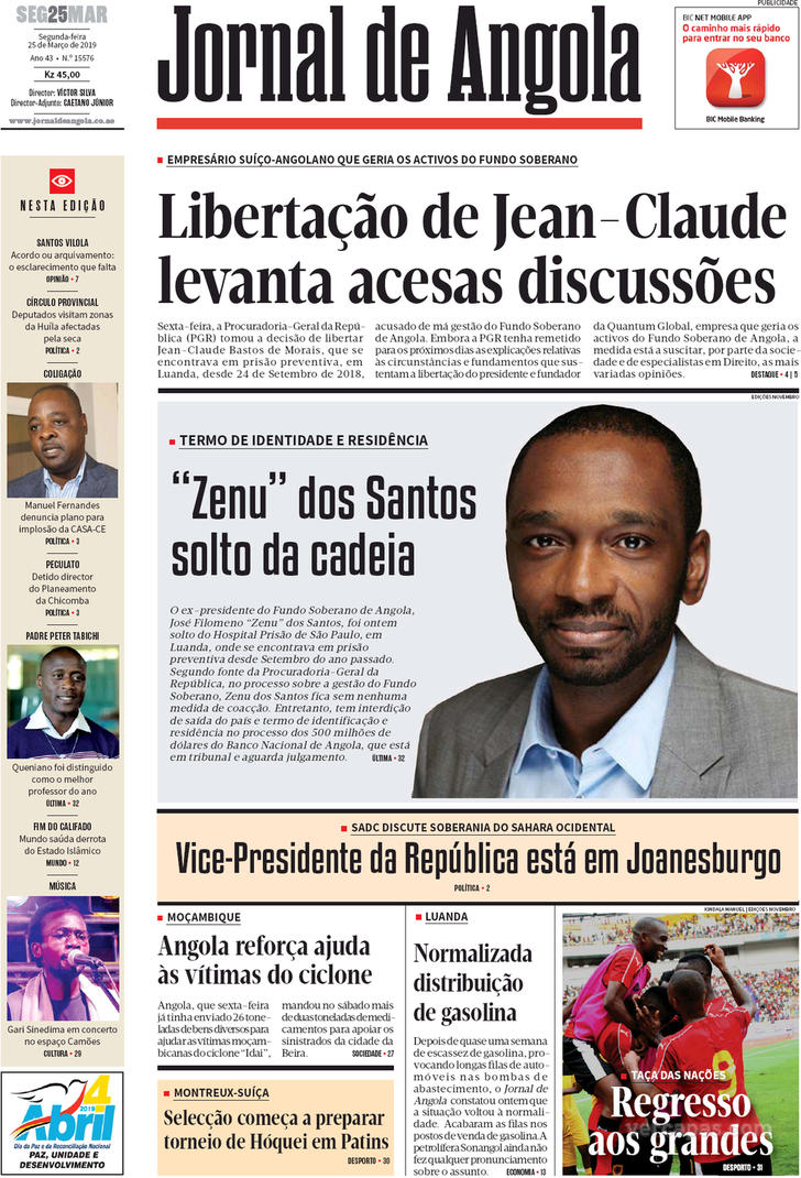 Capa Jornal De Angola De 2019 03 25 Capa Jornal De Angola De 2019 03 25